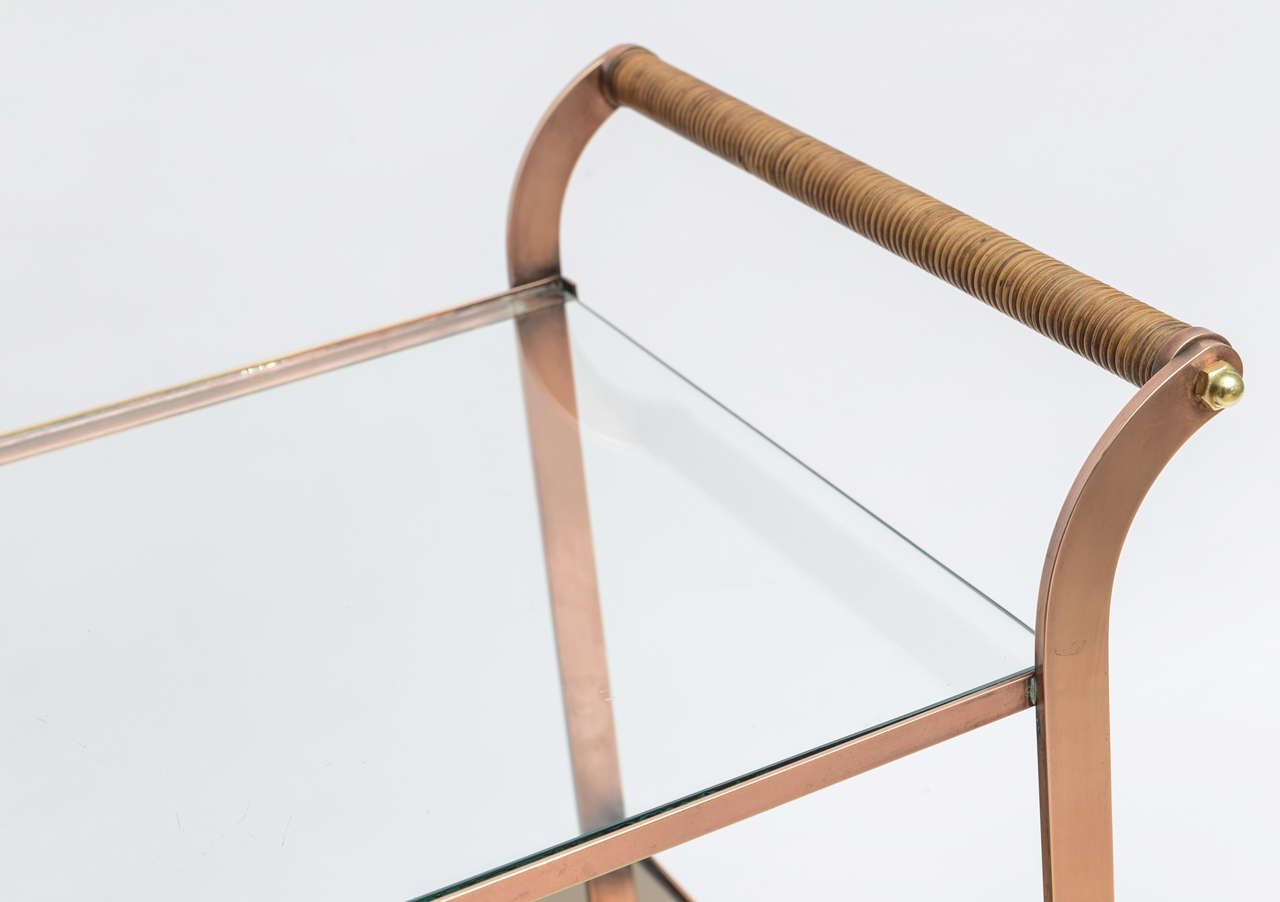 Deco Copper Bar Cart with Rattan Handles at 1stDibs | bar cart handles ...
