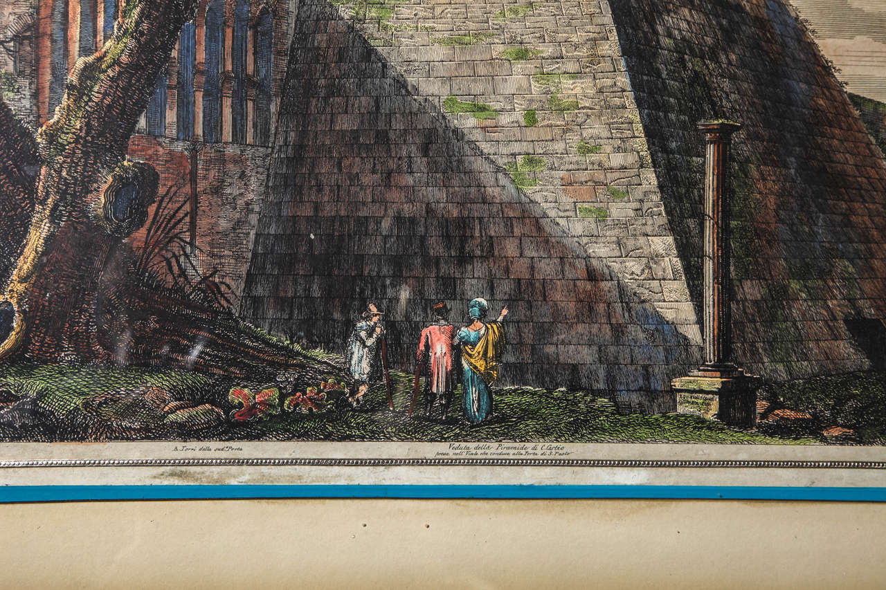 "Veduta Della Pirimide Di C. Cestio" Hand-Tinted Engraving by Luigi ...