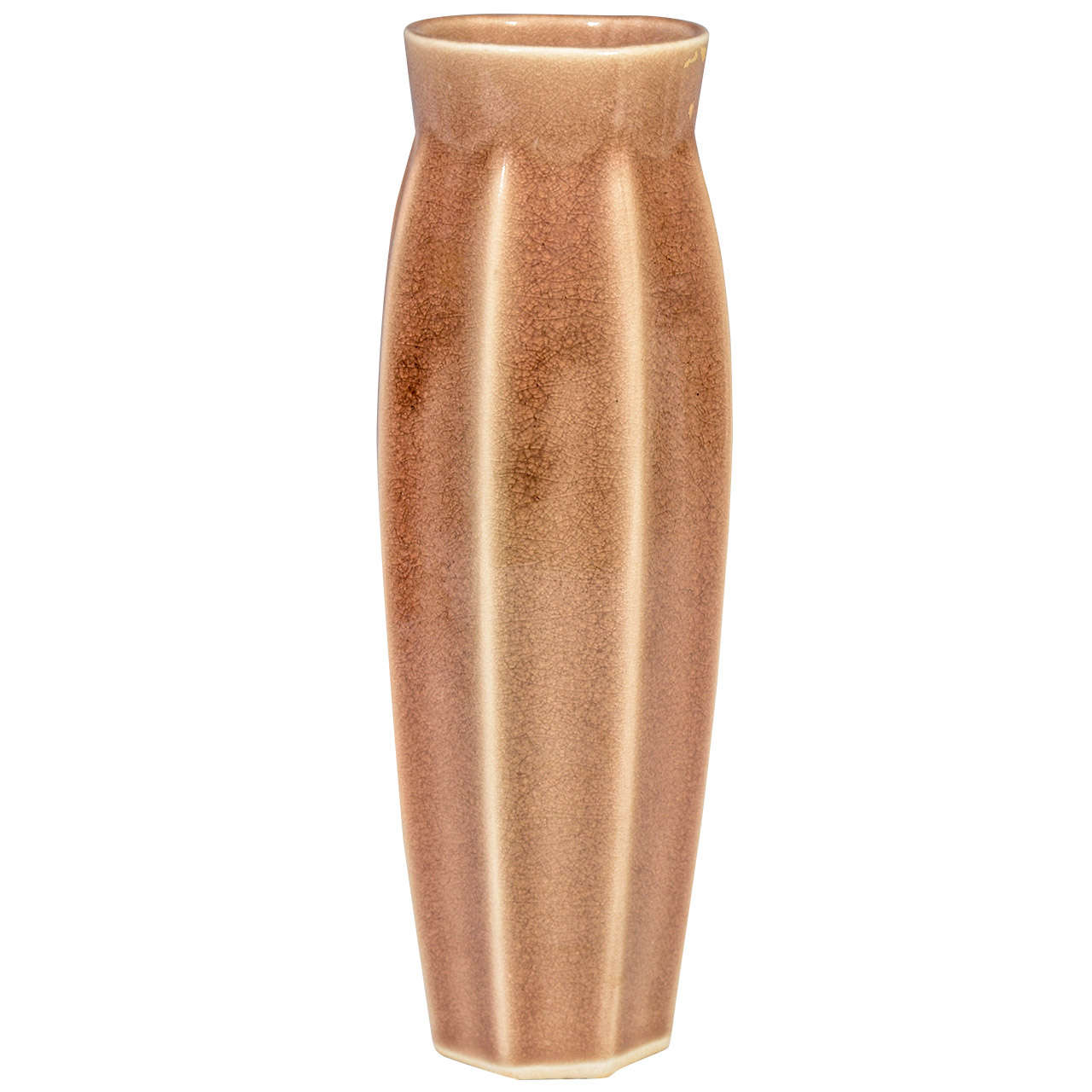 Mid Century Japanese Beige Ceramic Vase For Sale at 1stDibs
