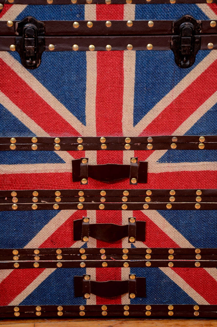 Mid Century Pair of Union Jack Trunk Form Chests at 1stDibs