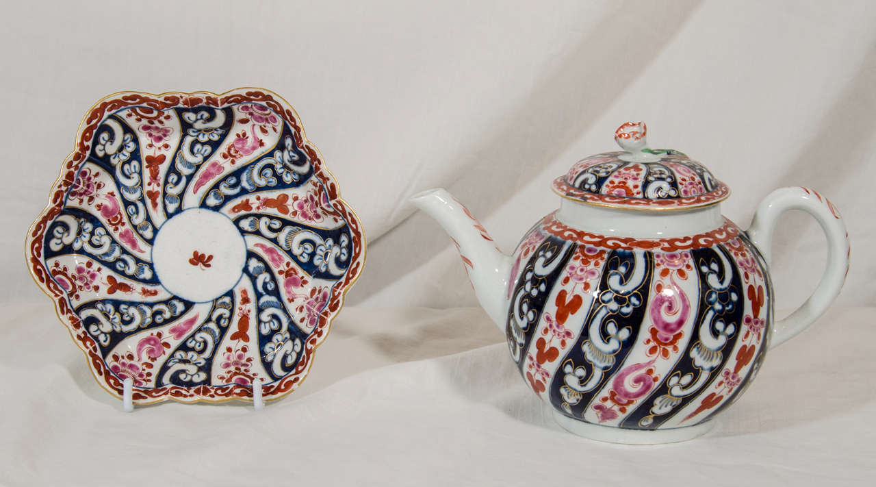 Dr. Wall Worcester "Queen Charlotte" Pattern Tea Pot and Stand at ...