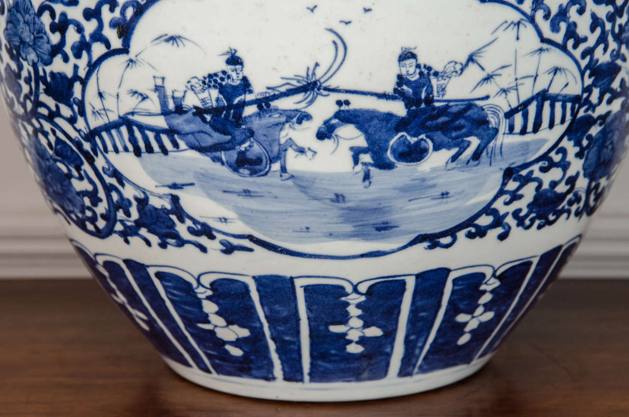 Pair of Chinese Blue and White Porcelain Fish Bowl Planters at 1stDibs