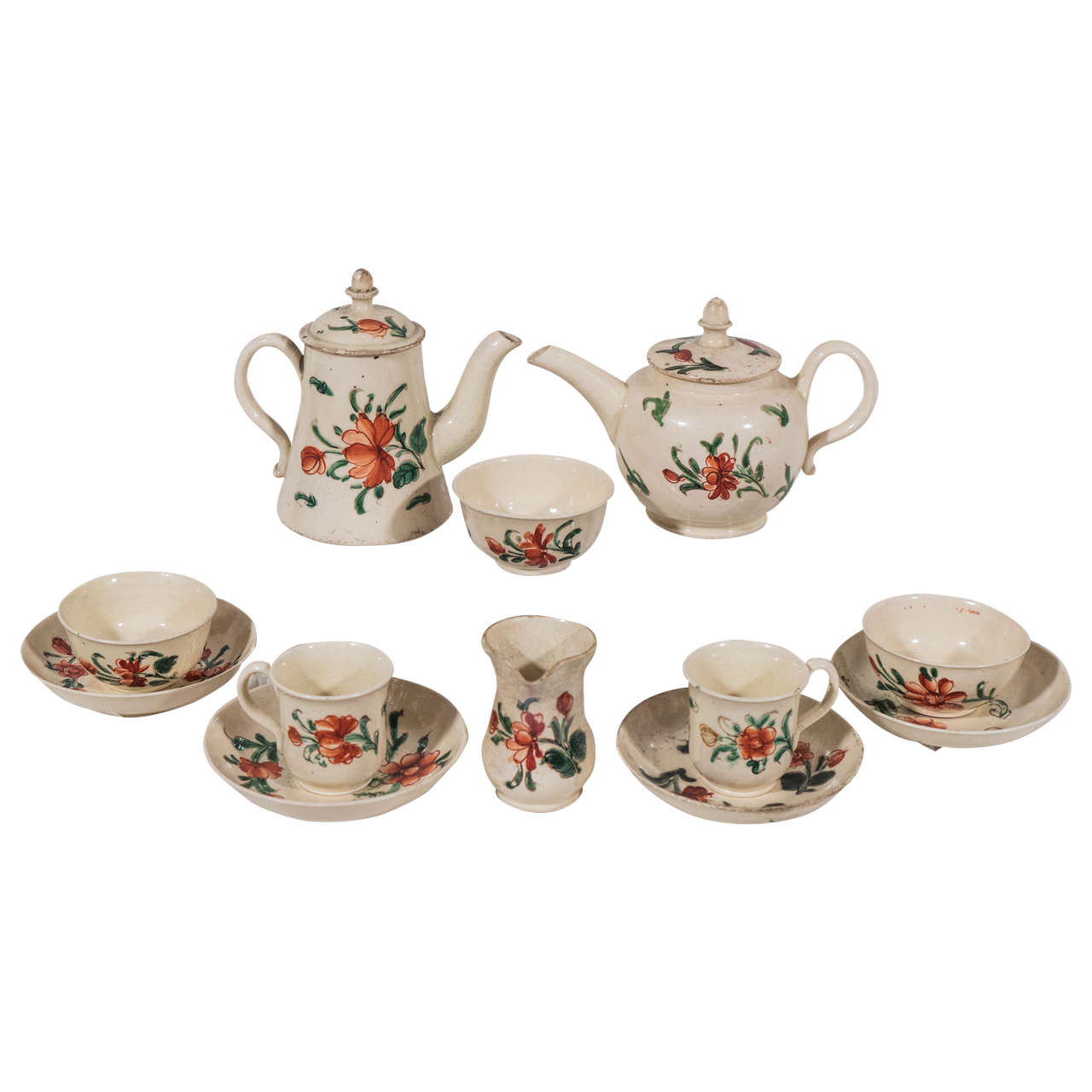 Rare 18th Century Creamware Miniature Tea Set at 1stDibs | antique ...