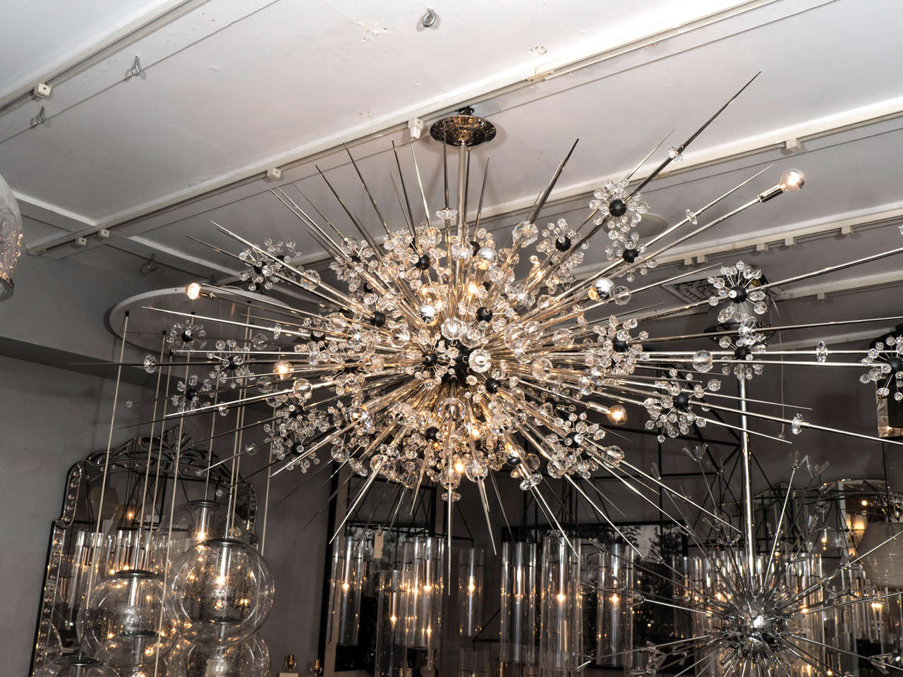 Custom Monumental Crystal Sputnik Chandelier with Spikes For Sale at ...