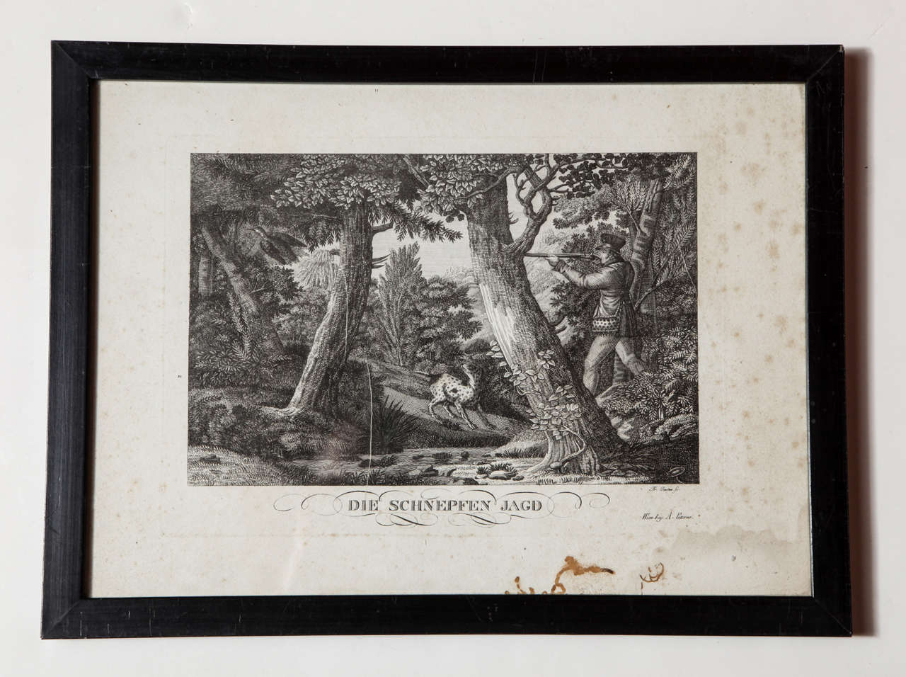 Set of Three German Hunting Engravings, 1800s For Sale at 1stDibs