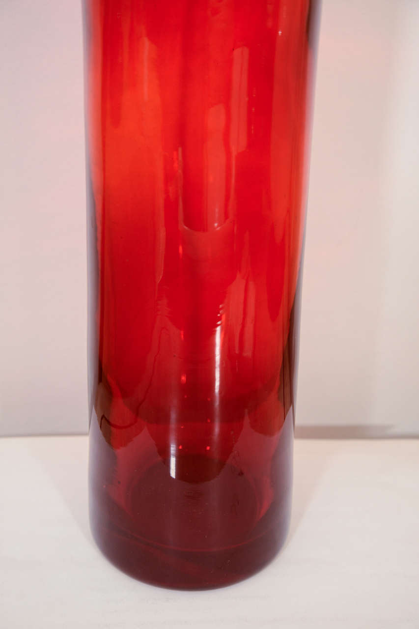 Tangerine Cut Cylinder Vase by Blenko at 1stDibs