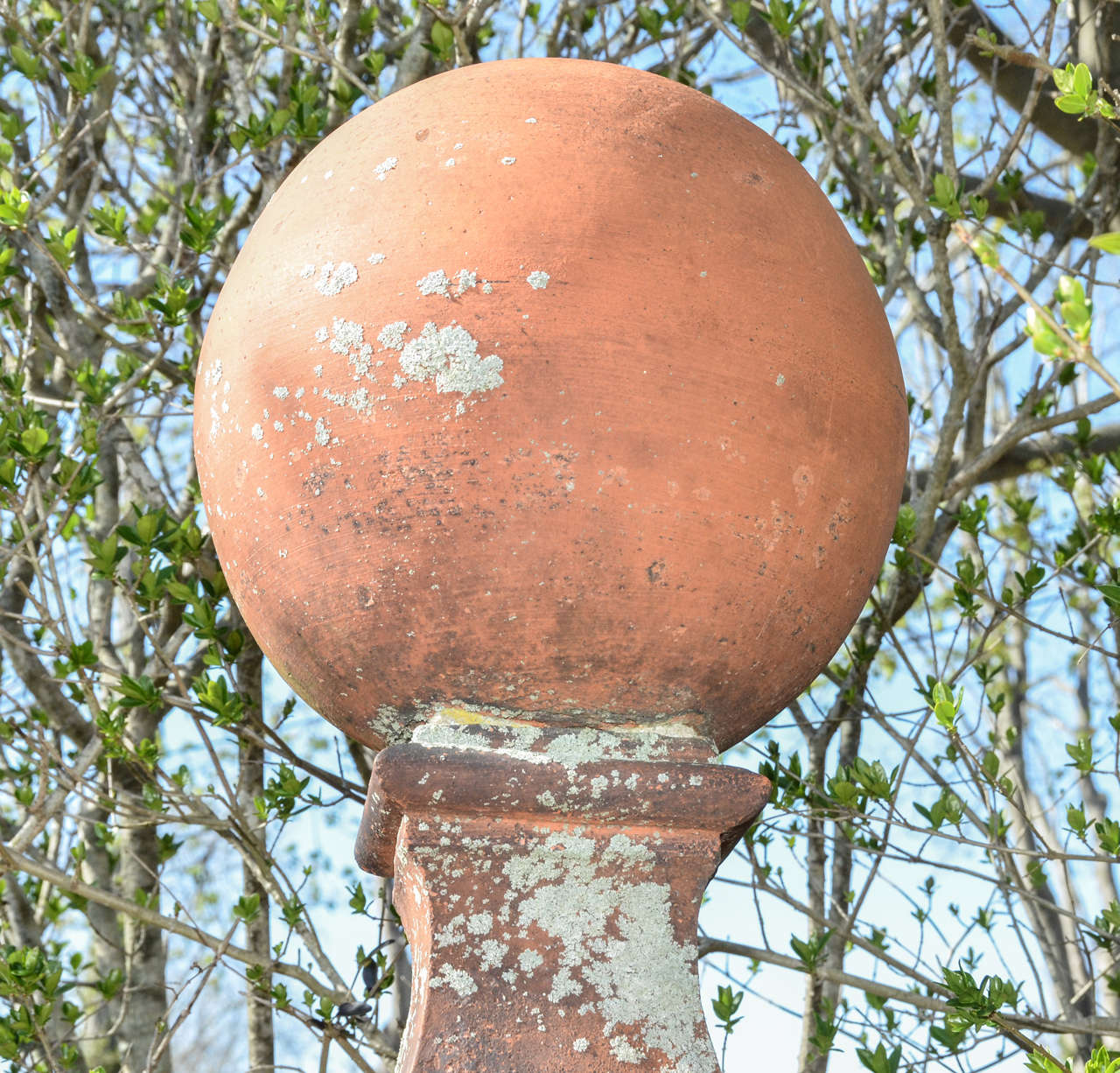 19th Cent. English Terra Cotta Ball Gatepost Finials For Sale at 1stDibs