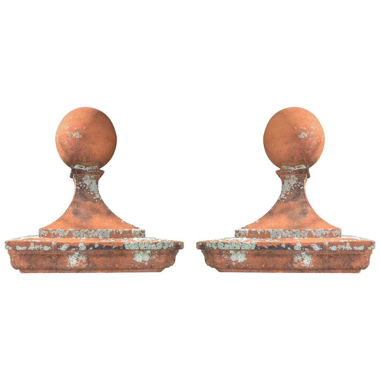 19th Cent. English Terra Cotta Ball Gatepost Finials For Sale at 1stDibs