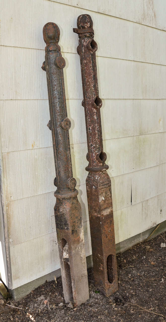 Pair of English Victorian Cast Iron Gate Posts For Sale at 1stDibs