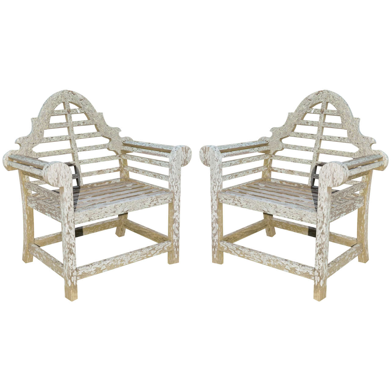 Pair Of English Teak Lutygens Garden Thrones at 1stDibs