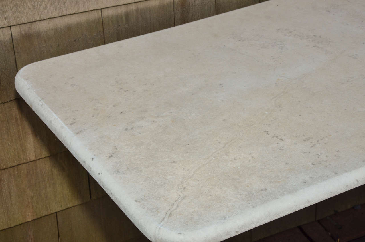 Unusually Long Marble Top Cast Iron English Pub Table at 1stDibs