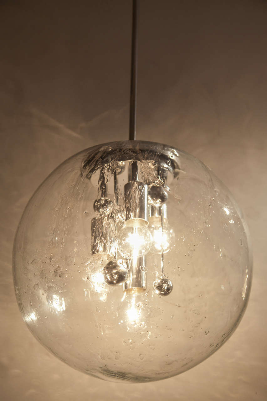 Extra Large Glass Globe Pendant by Doria, Two Available at 1stDibs