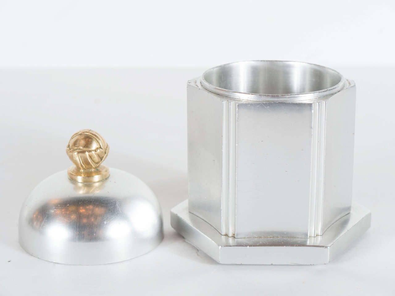 Art Deco Machine Age Polished Aluminum Box by Kensington at 1stDibs