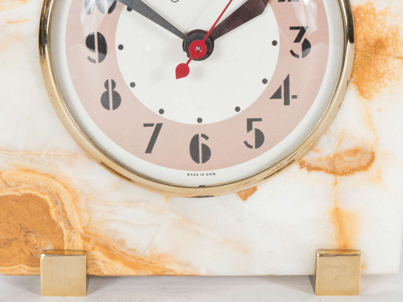 Outstanding Art Deco Exotic Onyx Clock by Sessions with Brass Mounts at ...