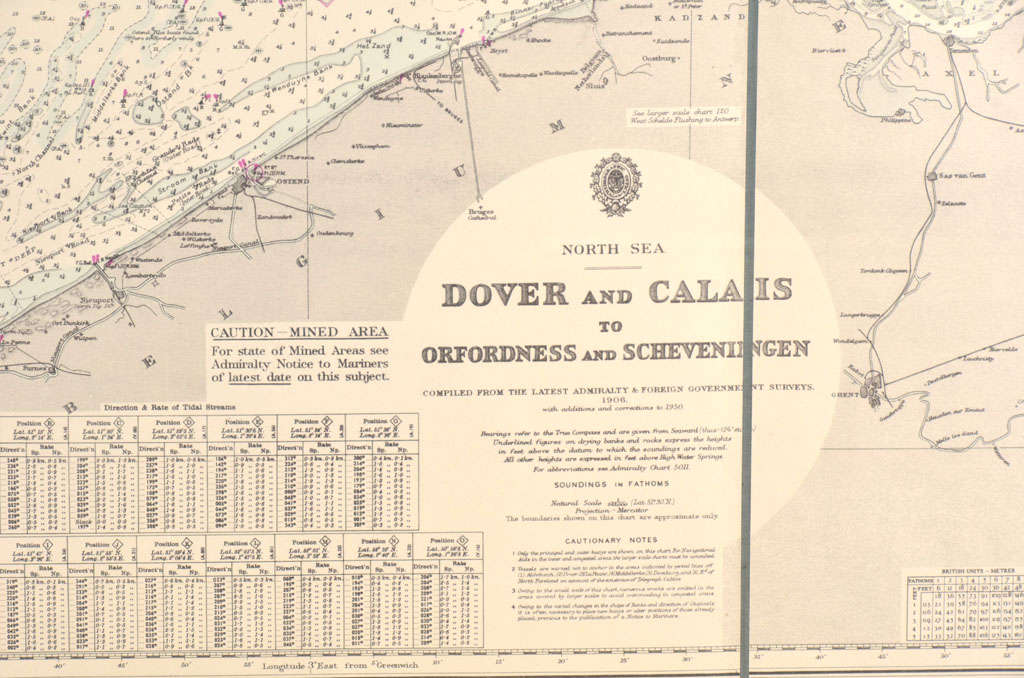 Dover to Calais, Antique Nautical Map at 1stDibs