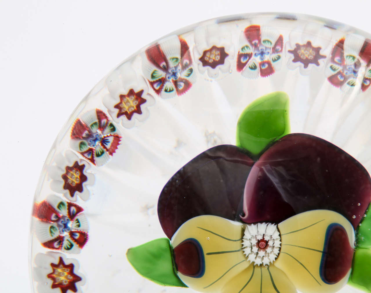 A Fine Antique Baccarat Garlanded Pansy Paperweight For Sale at 1stDibs