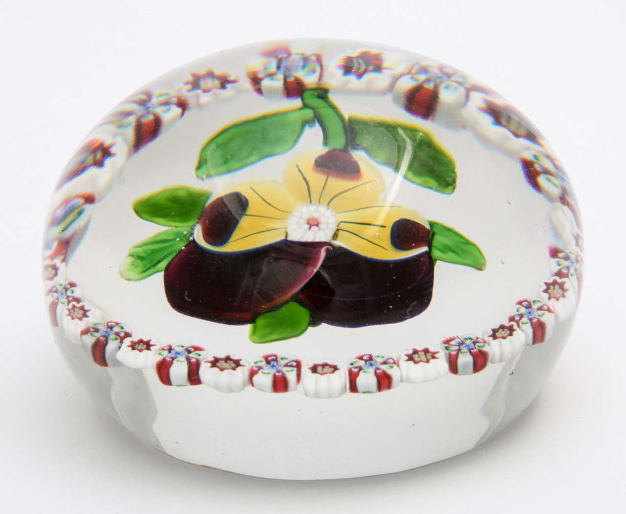 A Fine Antique Baccarat Garlanded Pansy Paperweight For Sale at 1stDibs