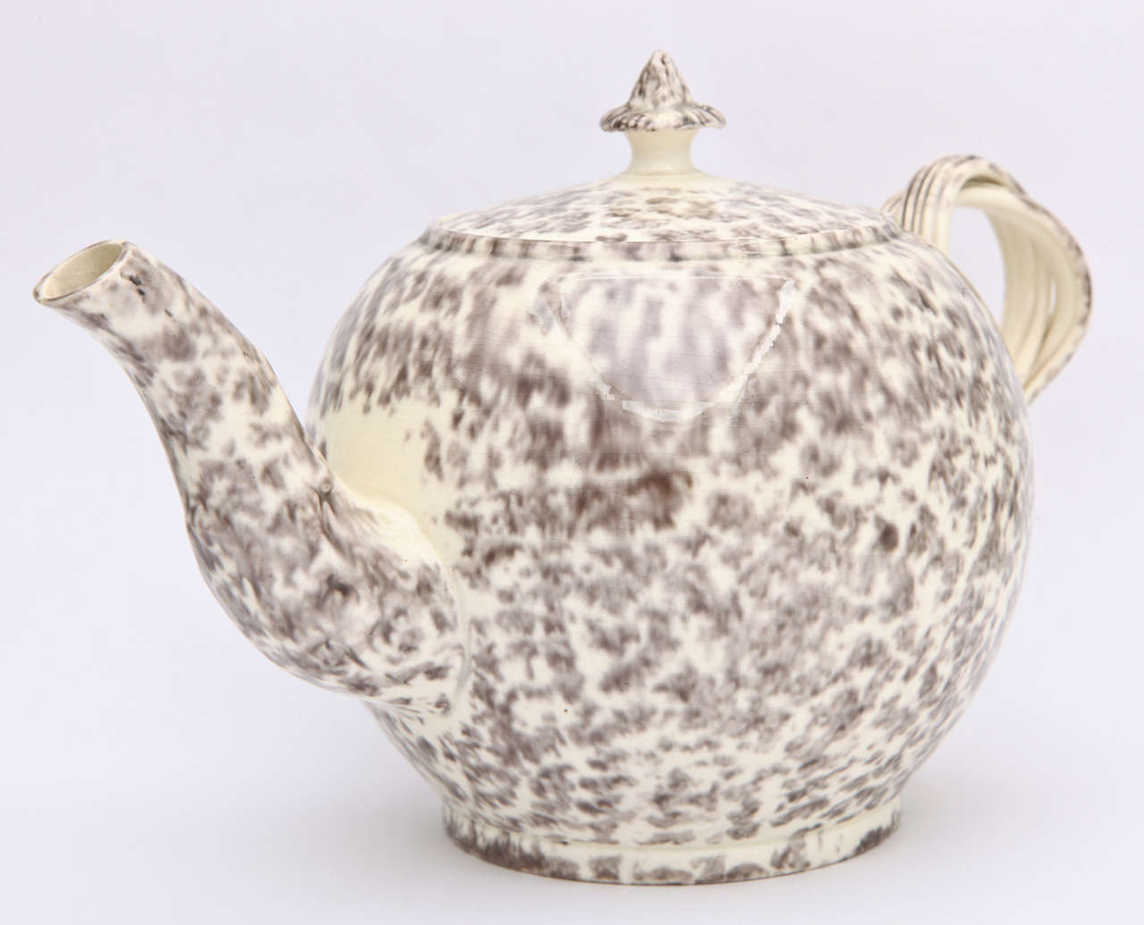 Rare English, Creamware Pottery Teapot with Gray Tortoise Glazes For ...
