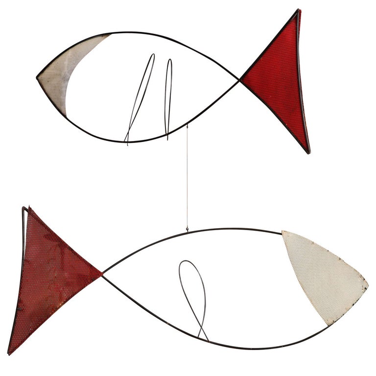 Sculptural Metal Fish Mobile, 1950s at 1stDibs