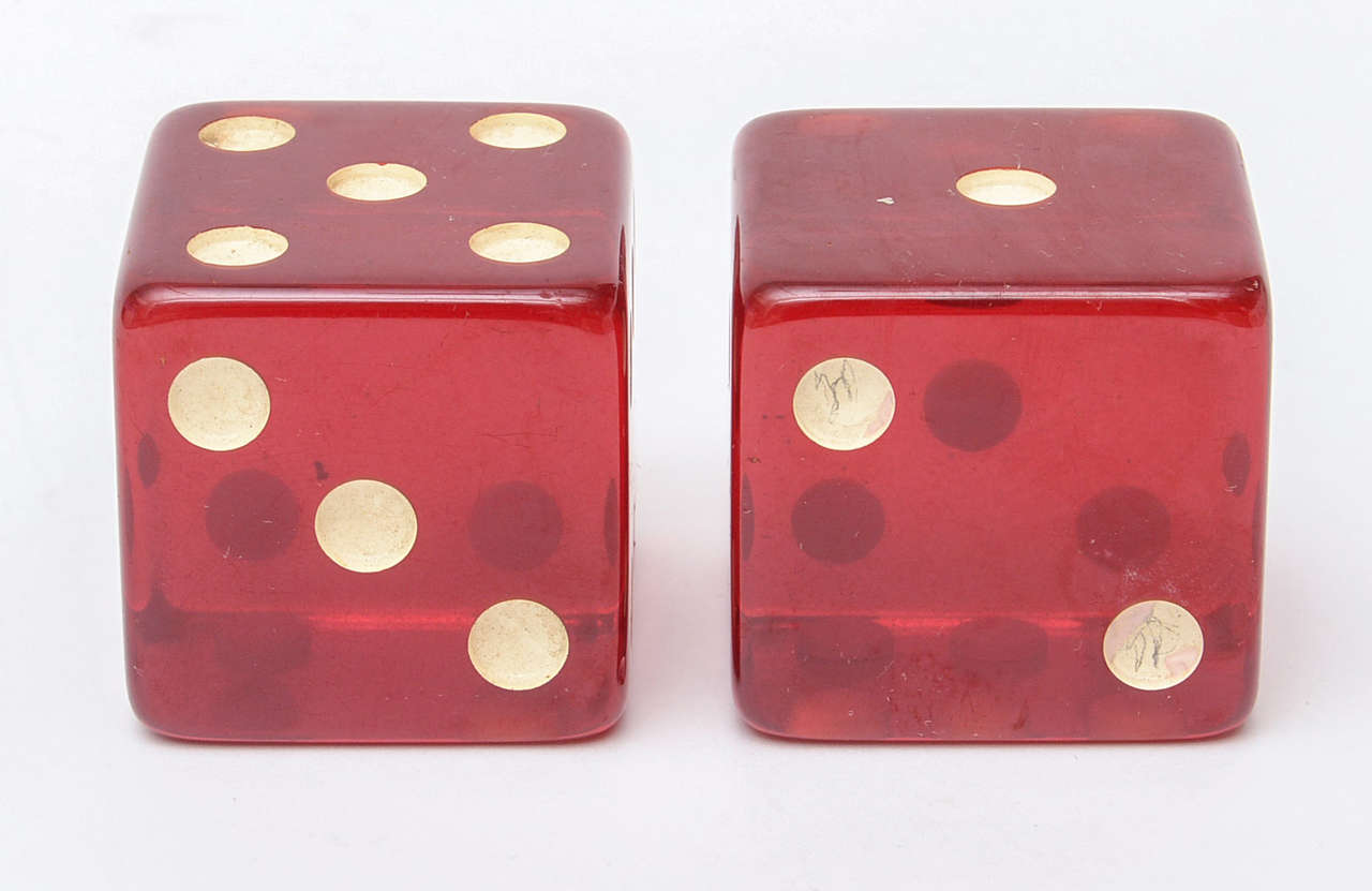 Pair of Original Bakelite Red Dice at 1stDibs