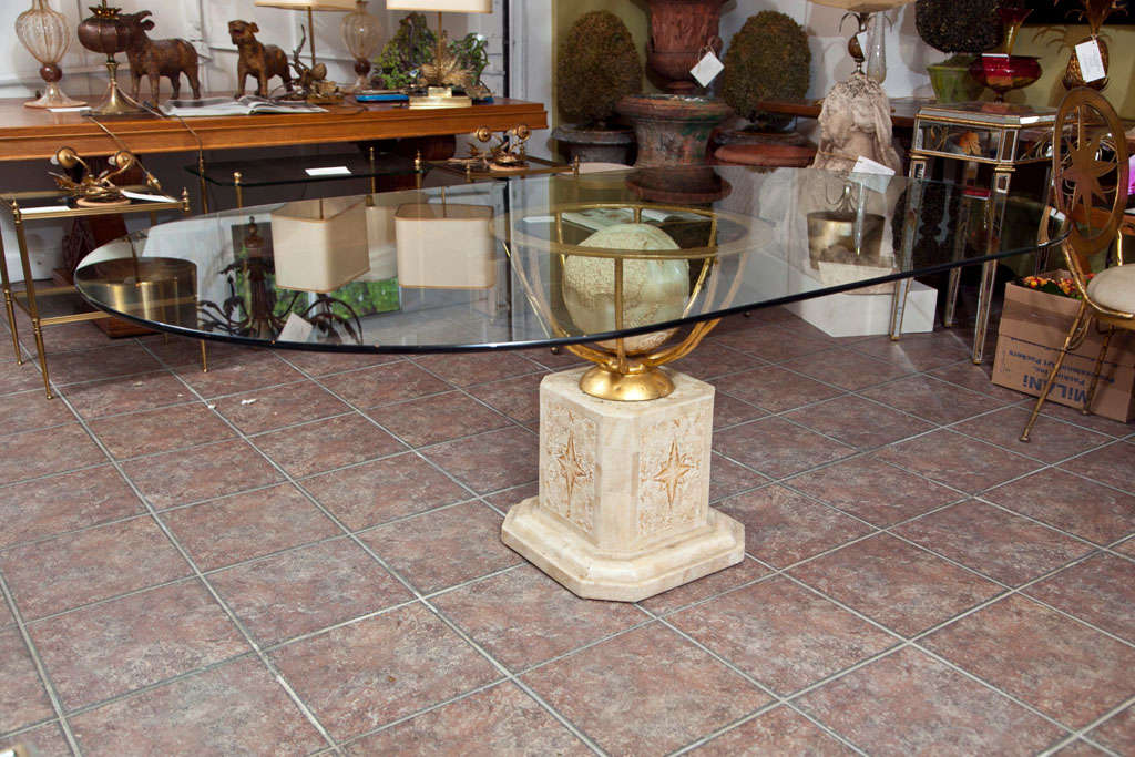 Marble, Sculpted Stone, Glass Top Table with Six Chairs at 1stDibs ...