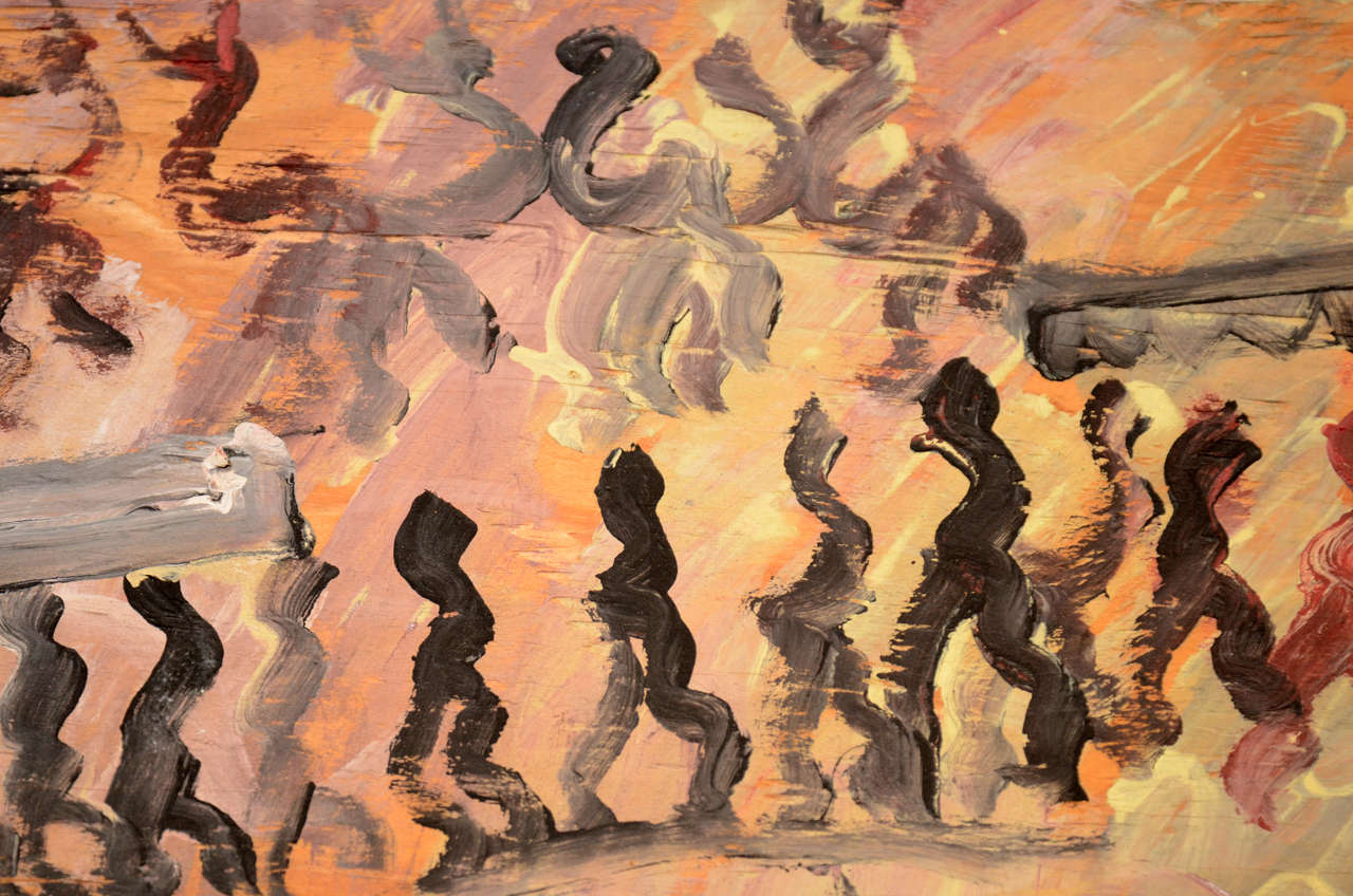 Purvis Young Original Art, Oil on Wood at 1stDibs