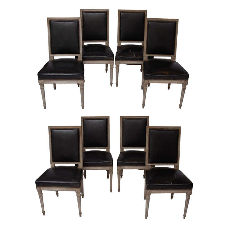 Set of 8 Louis XVI Style Square Back Chairs at 1stDibs