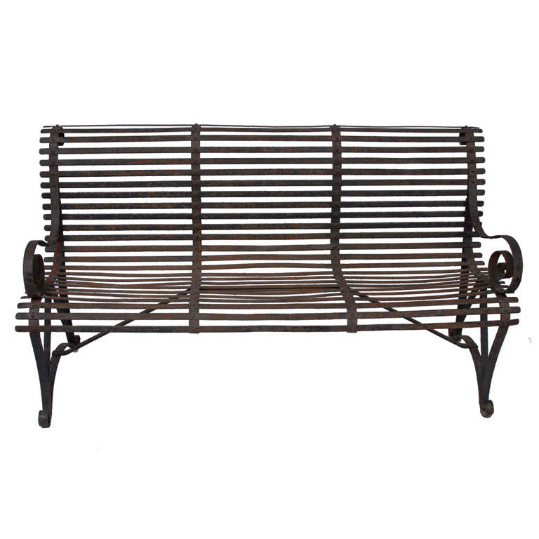 Wrought Iron Garden Bench at 1stDibs