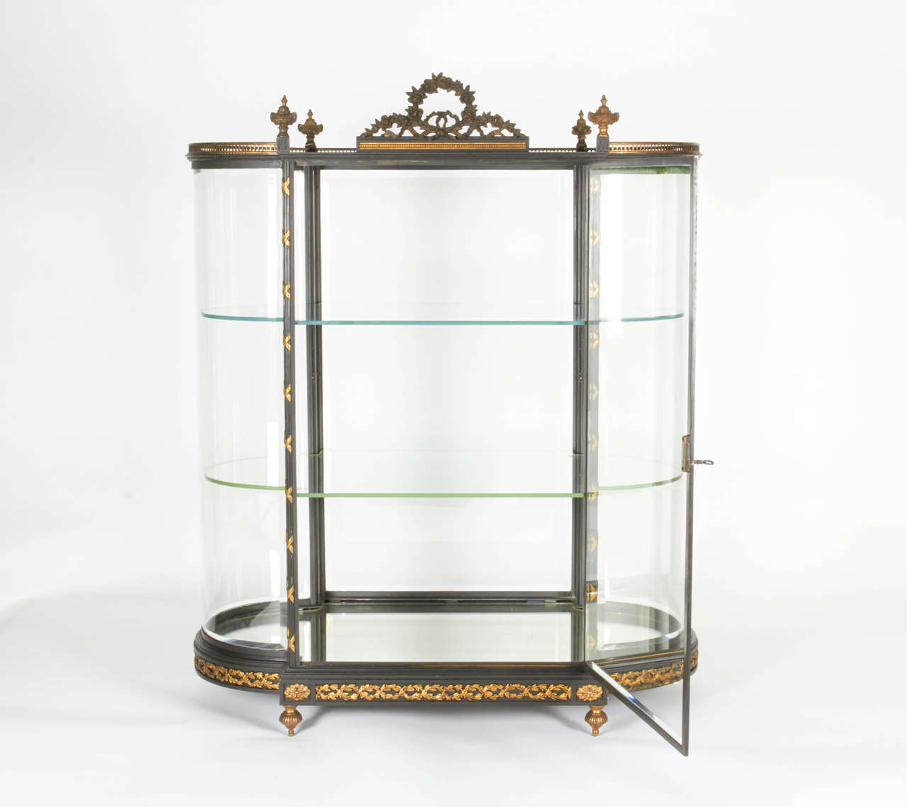 Antique Glass, Bronze and Steel Jewelry Showcase or Vitrine For Sale at ...