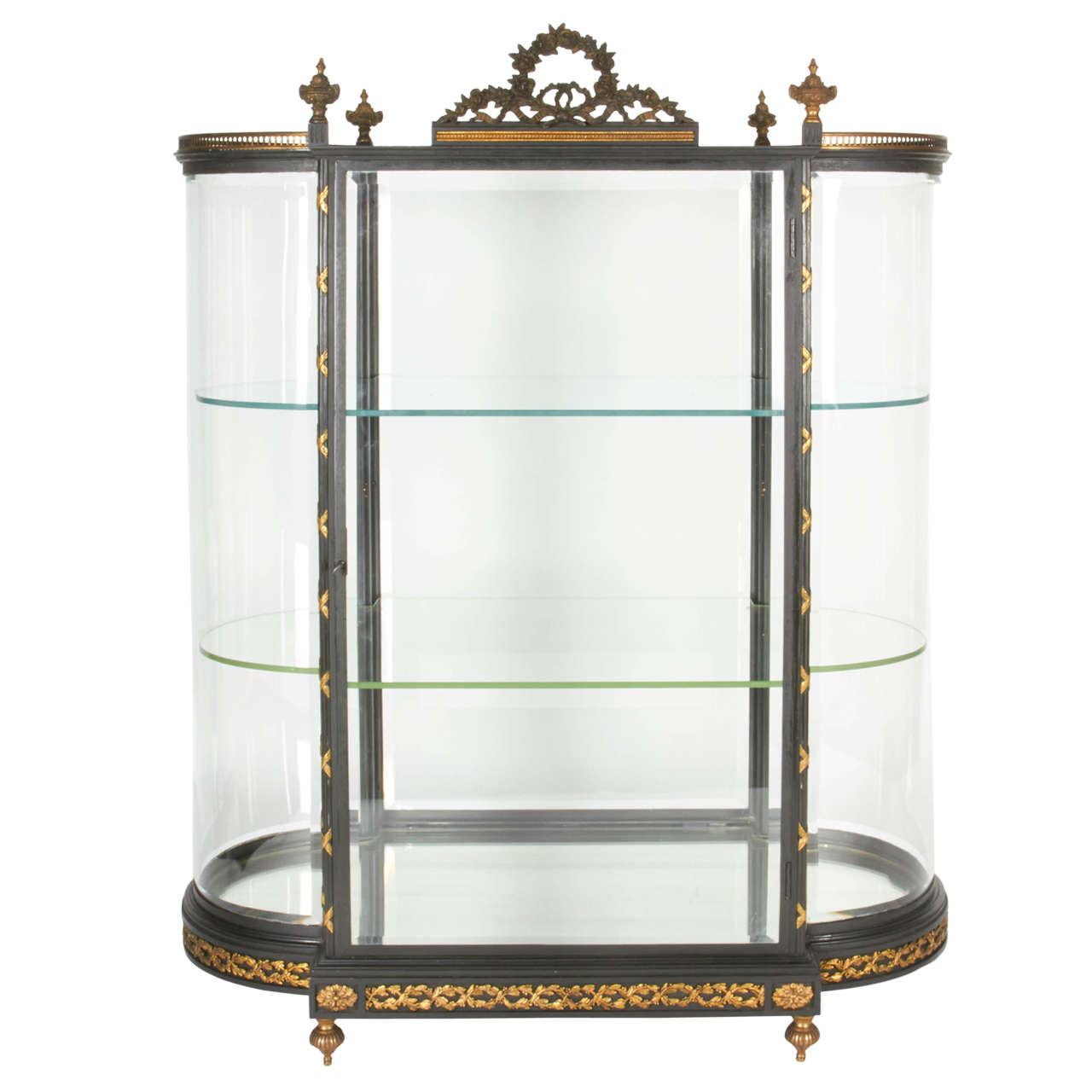 Antique Glass, Bronze and Steel Jewelry Showcase or Vitrine For Sale at ...