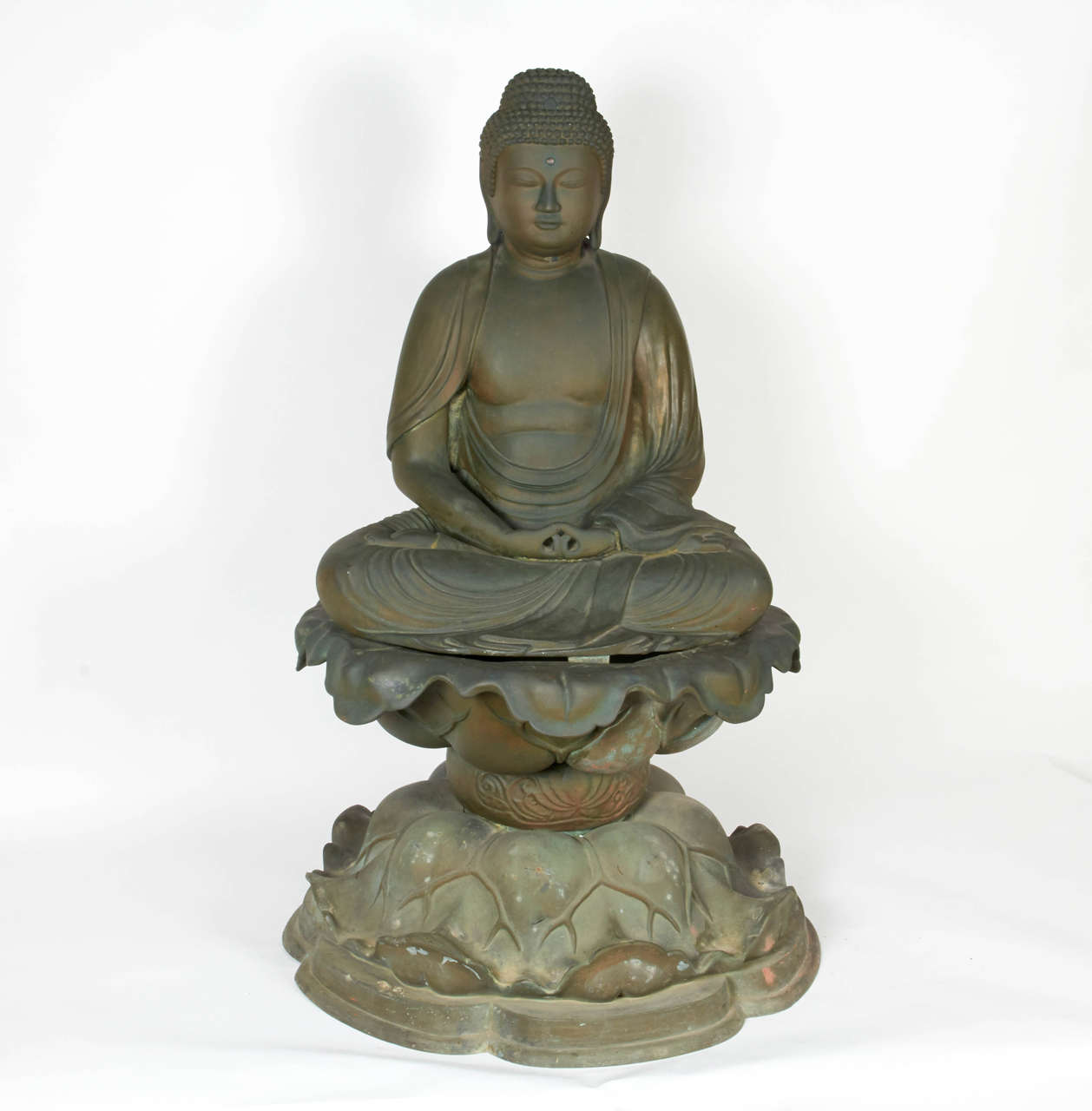 Very Large Japanese Bronze Figure of Buddha on Bronze Lotus Base at ...