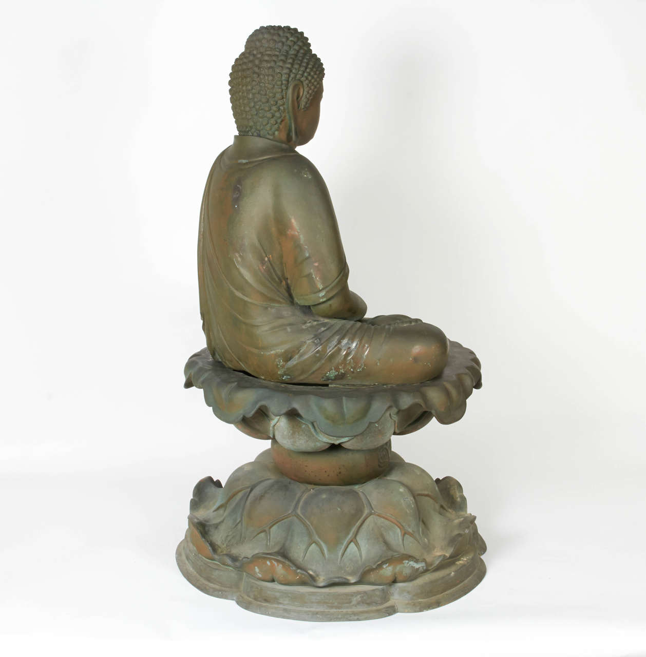 Very Large Japanese Bronze Figure of Buddha on Bronze Lotus Base at ...