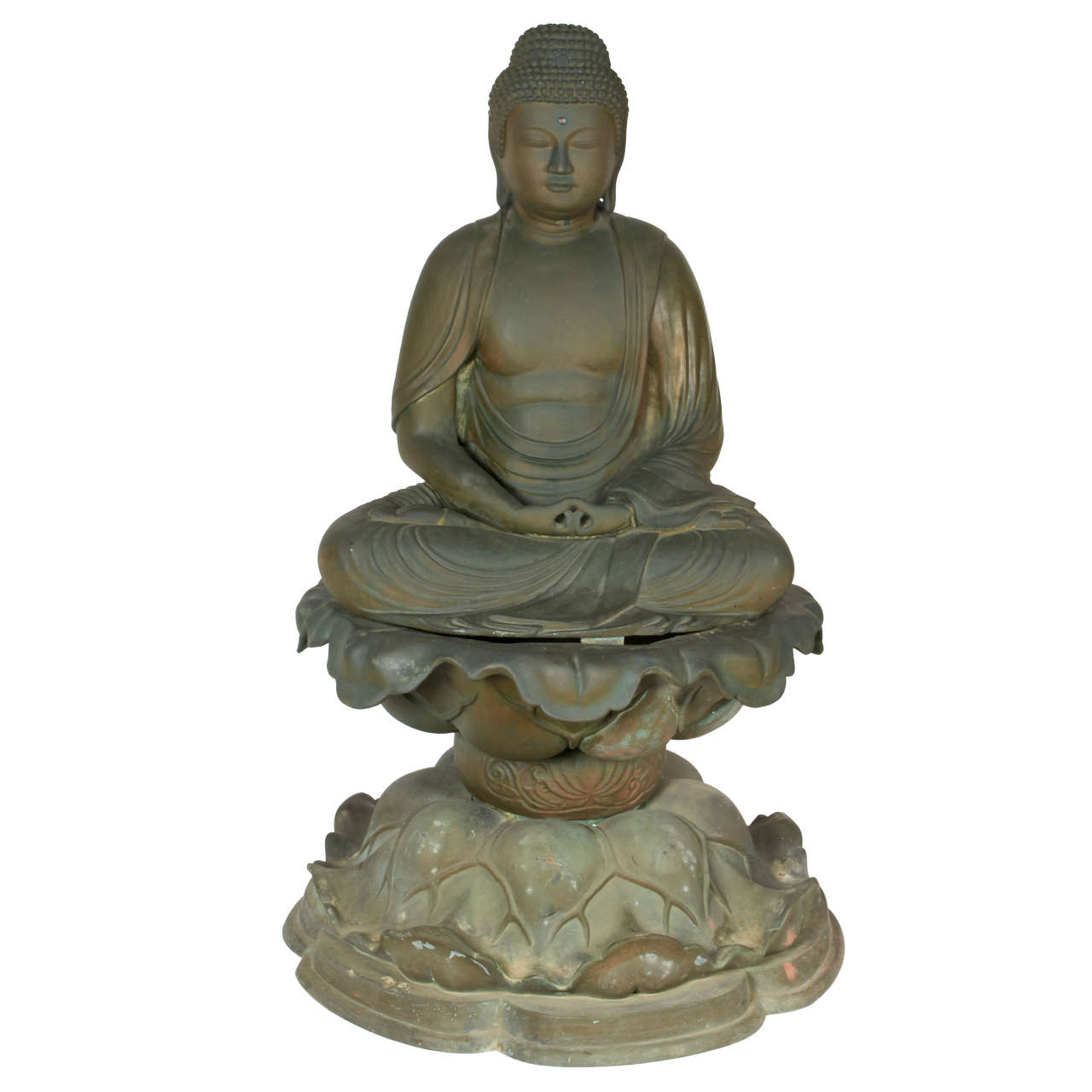 Very Large Japanese Bronze Figure of Buddha on Bronze Lotus Base at ...