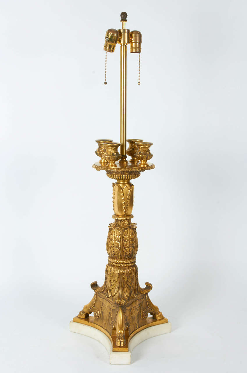 Large Neoclassical Gilt Bronze Lamp by E. F. Caldwell For Sale at ...