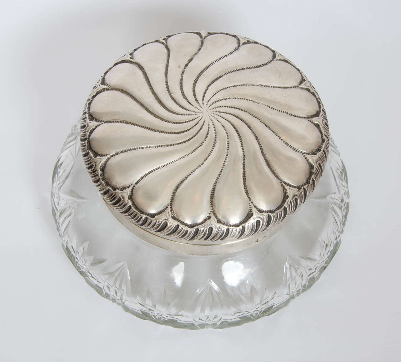 German Cut Glass and Silver Top Bowl at 1stDibs