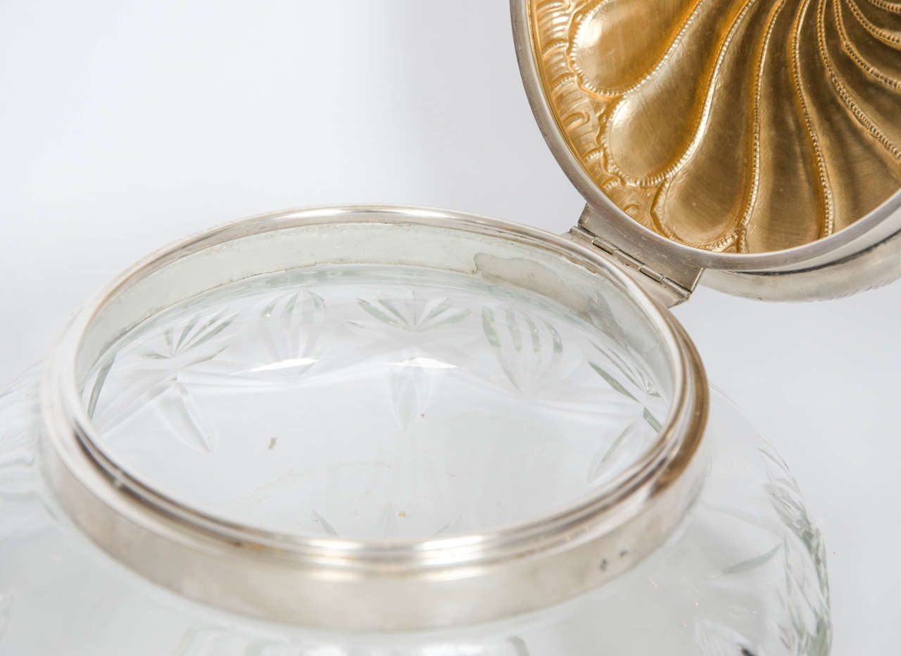 German Cut Glass and Silver Top Bowl at 1stDibs