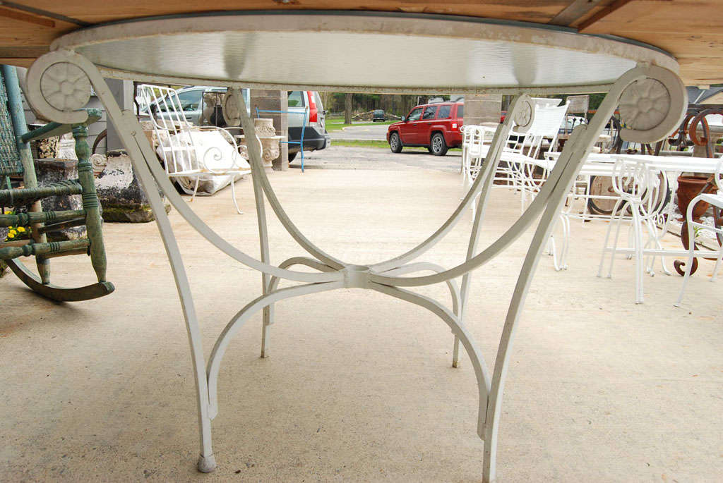 Indoor or Outdoor Round Teak and Metal Base Garden Dining Table For ...