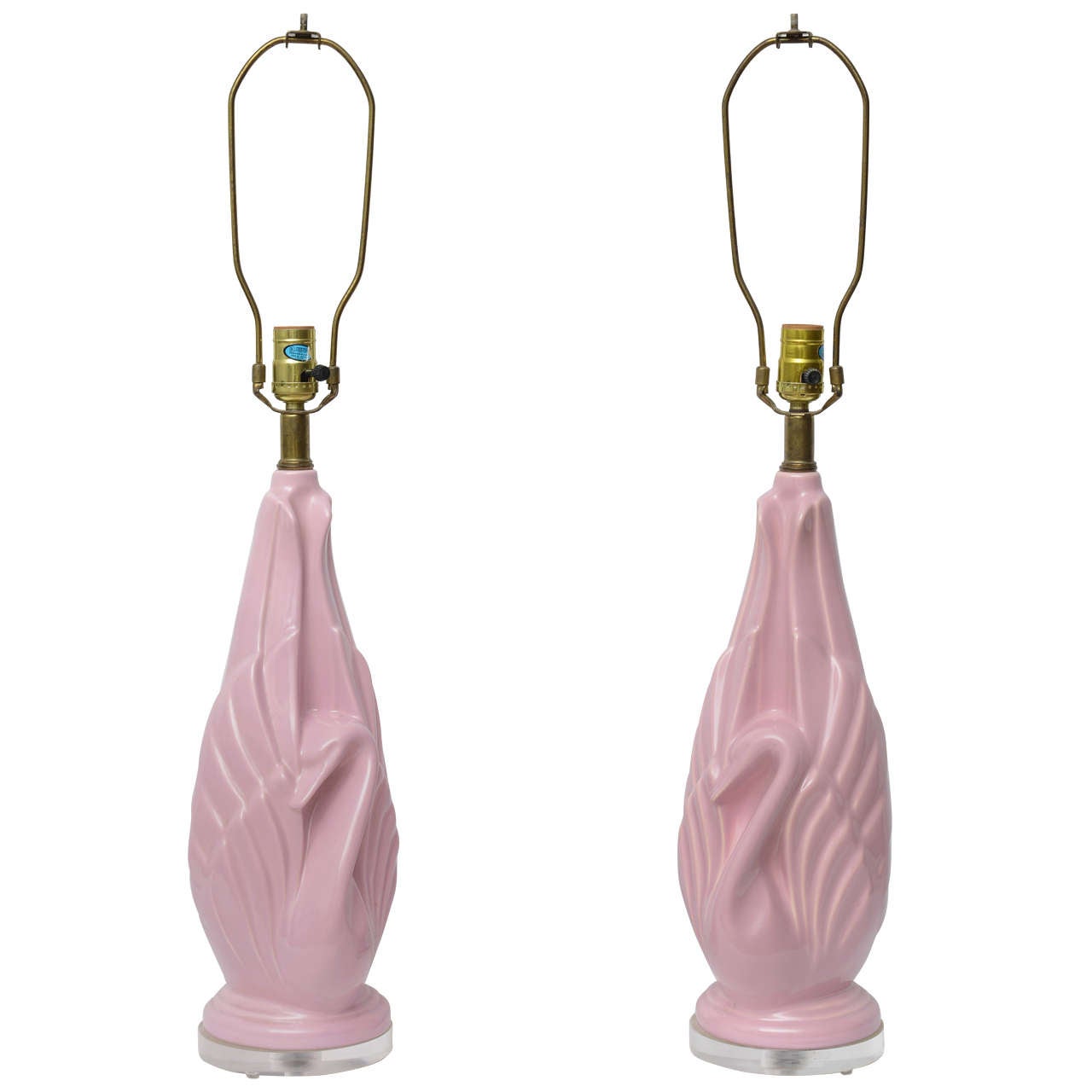 Beautiful Ceramic and Lucite Swan Lamps, USA, 1960s at 1stDibs