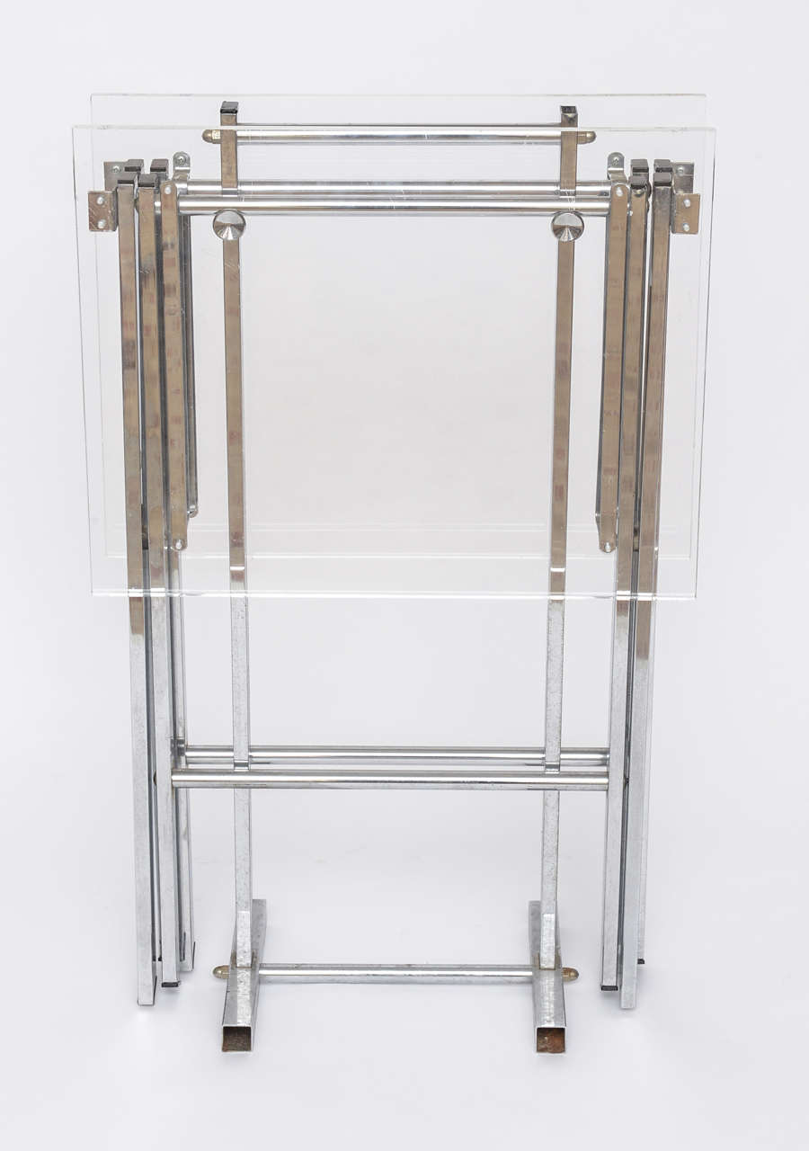 Lucite TV Trays and Stand Attributed to Charles Hollis Jones, 1950s at ...