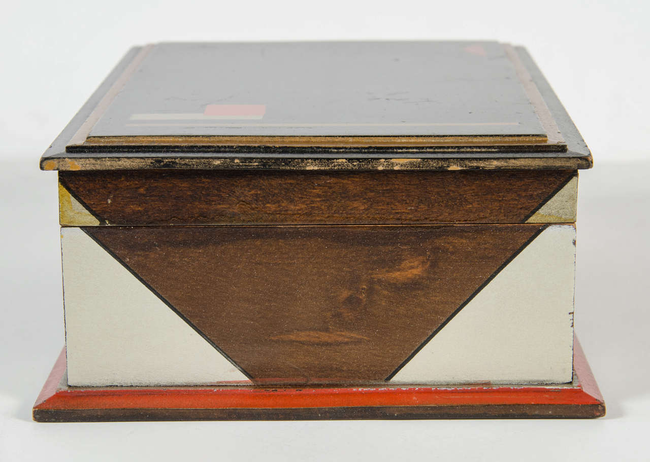 Rare Art Deco Hand Painted Wood Box with Geometric Designs at 1stDibs ...