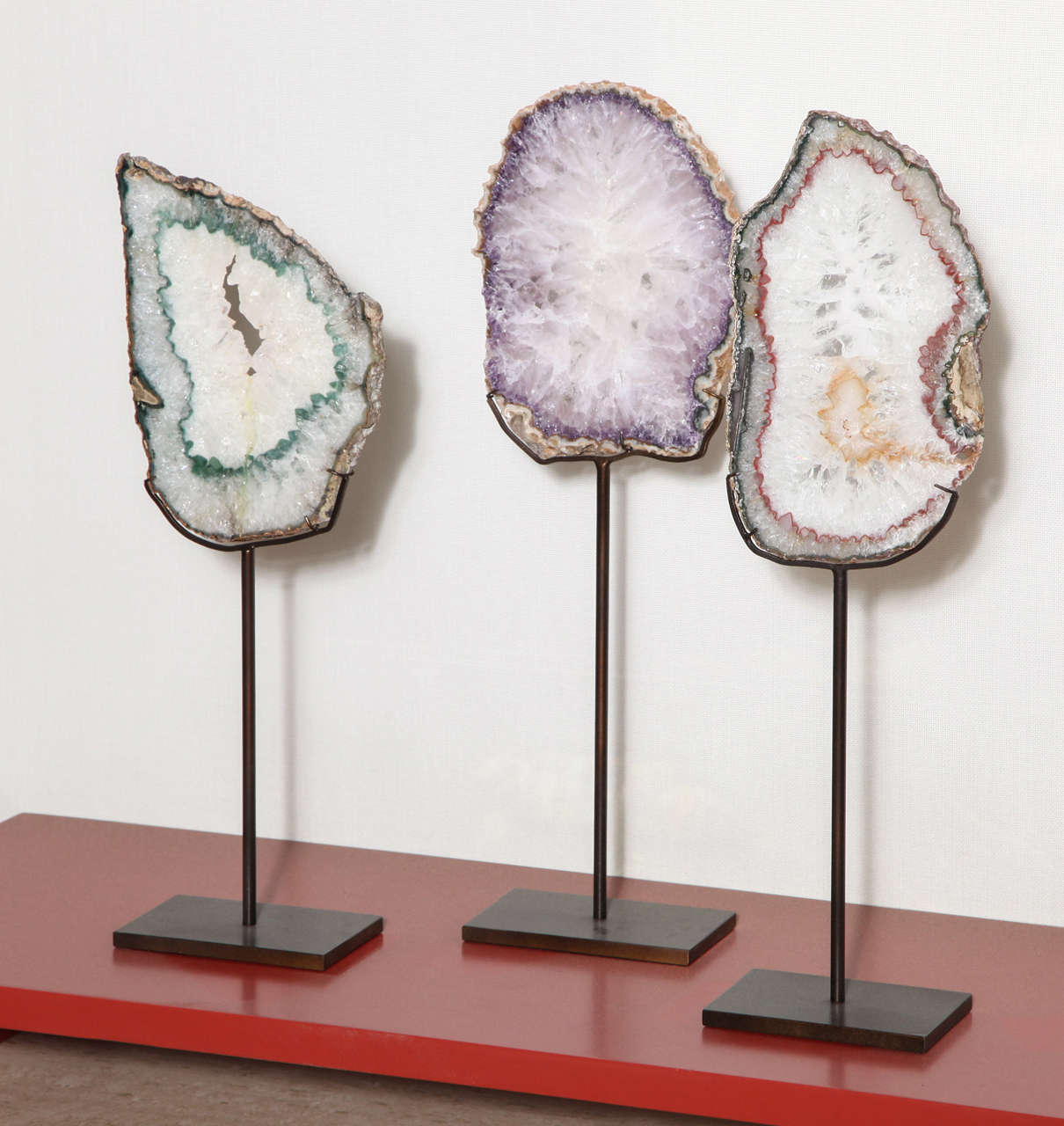 Sliced Geodes on Custom Made Stands For Sale at 1stDibs
