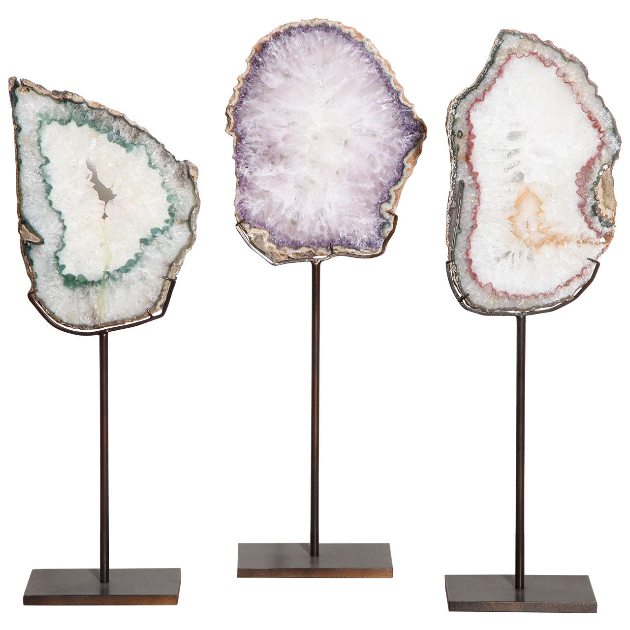 Sliced Geodes on Custom Made Stands For Sale at 1stDibs