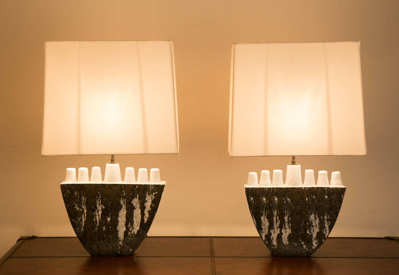 Unusual Pair of Ceramic Lamps For Sale at 1stDibs
