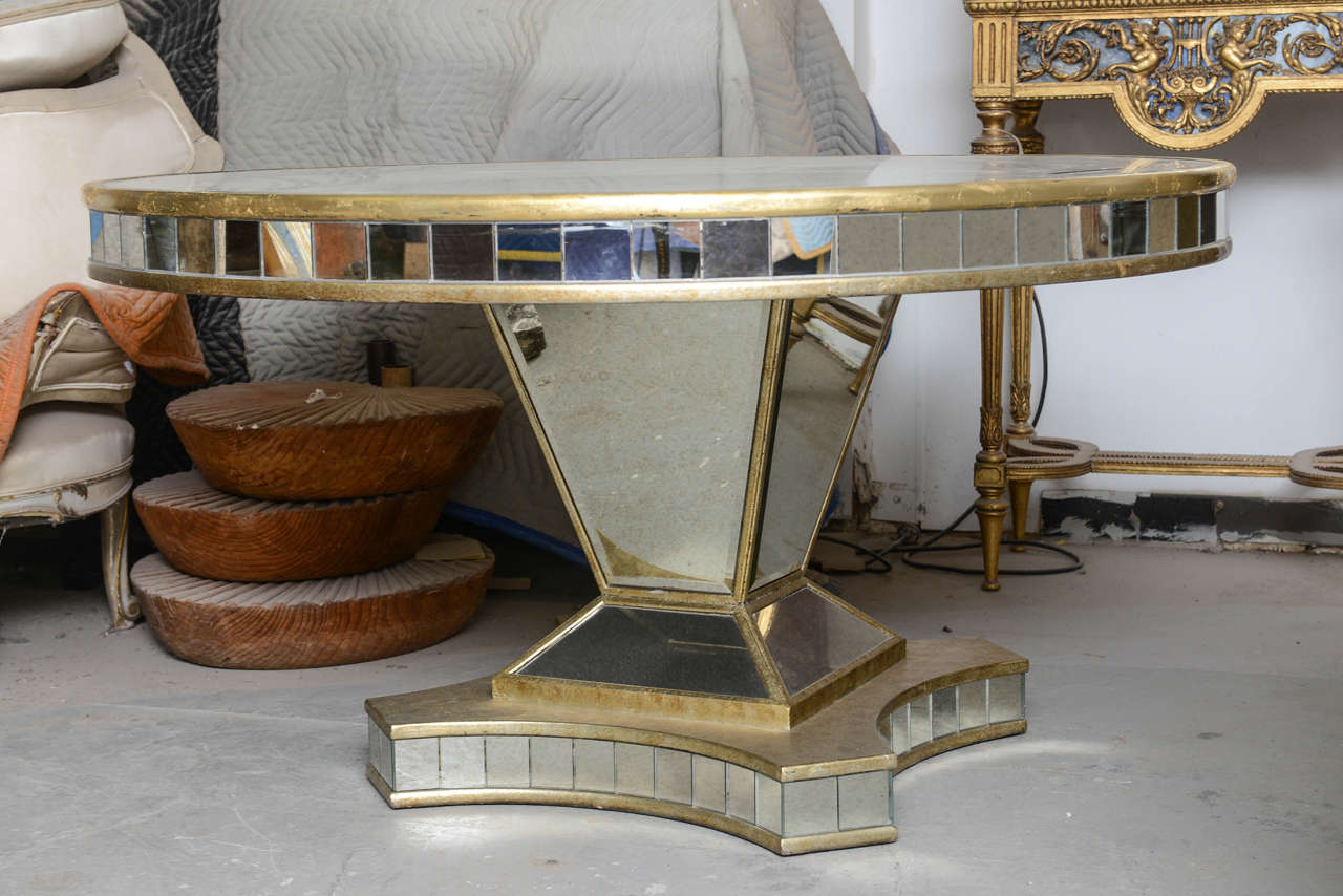 Superb Mirrored Pedestal Round Top Table at 1stDibs | mirrored pedestal ...