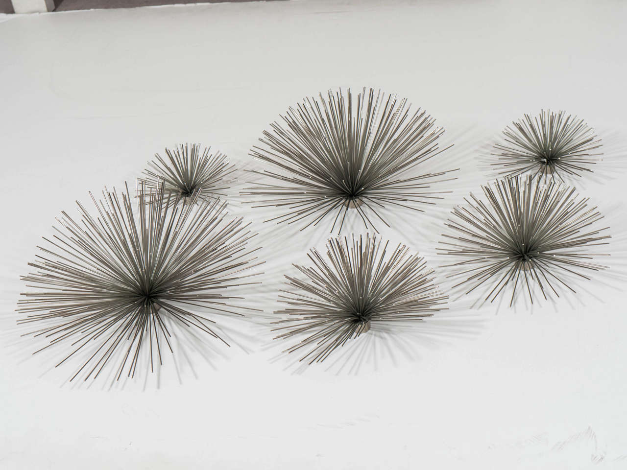 Set of Six Chrome Modernistic Spike Clusters Sculpture by Curtis Jeré ...