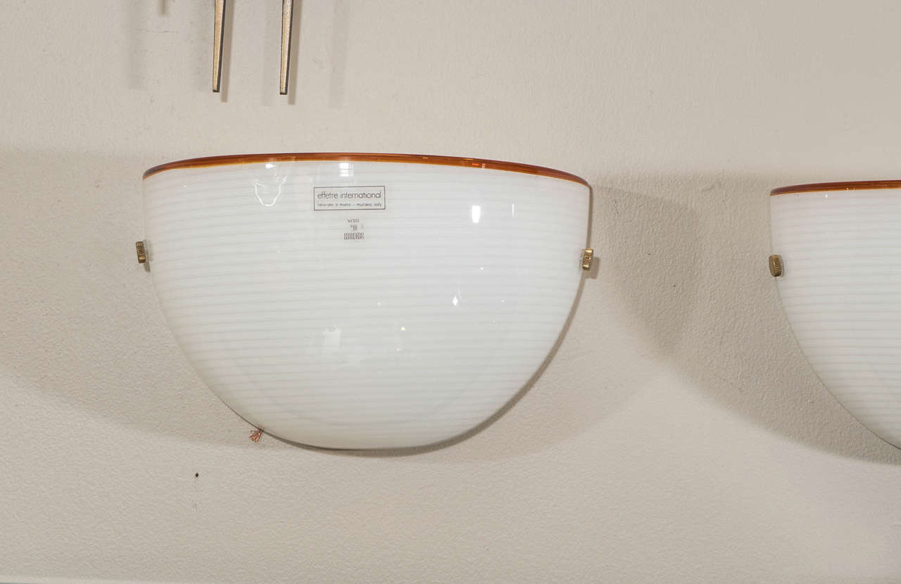 Late 20th Century Set of Three Murano Glass Half Moon Wall Sconces at ...