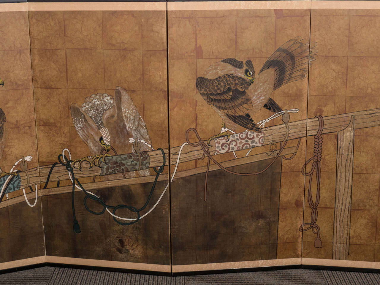 Early 20th Century Japanese Four-Panel Screen with Falcon Design at ...