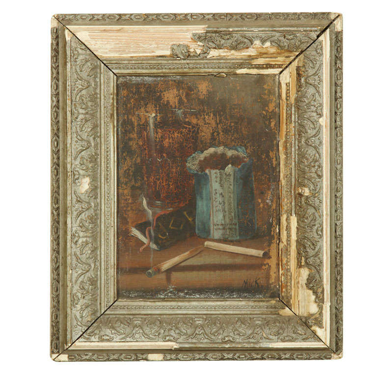 French Smoking Painting by Mick For Sale at 1stDibs