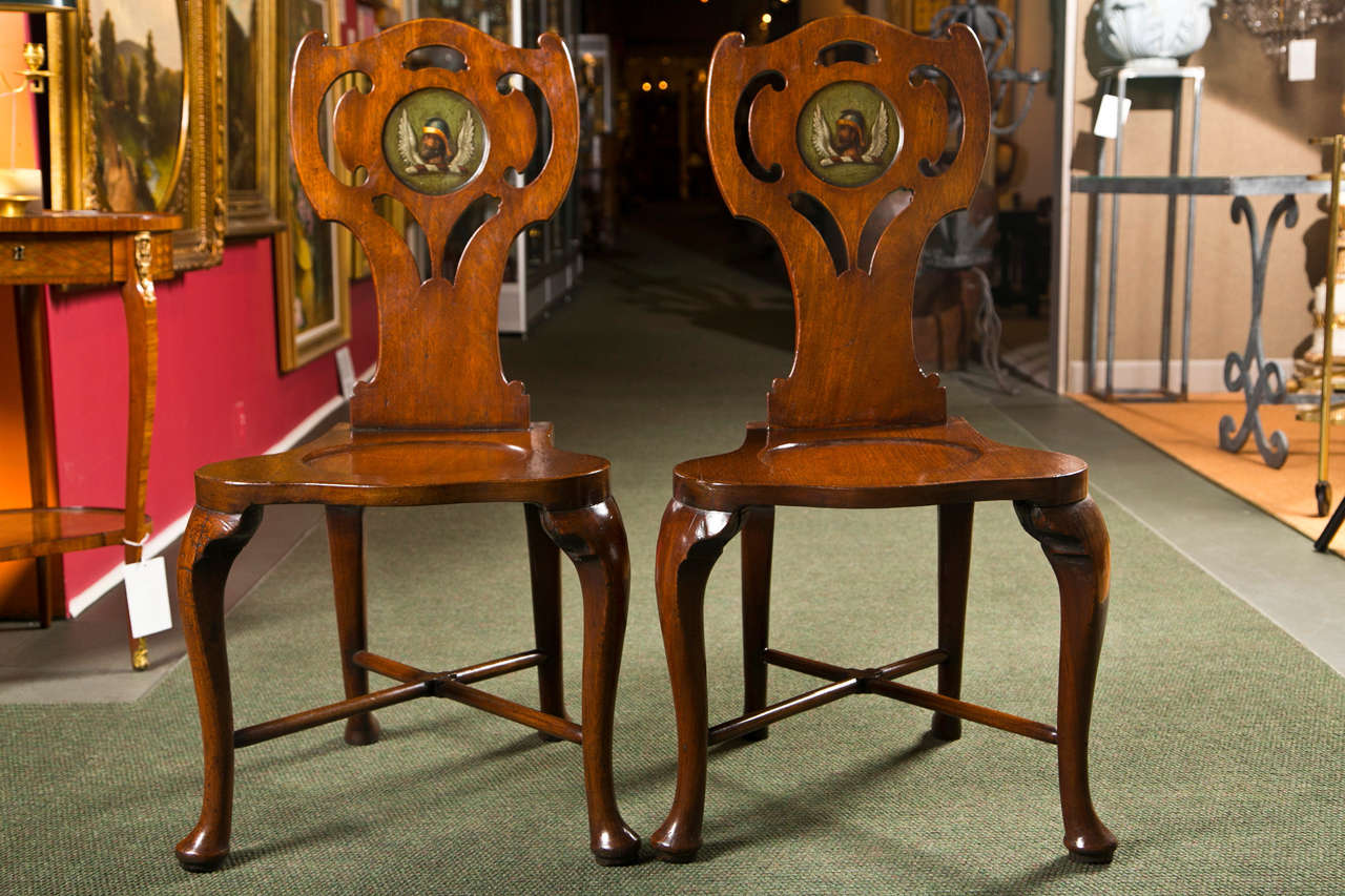 Pair of George III Hall Chairs For Sale at 1stDibs