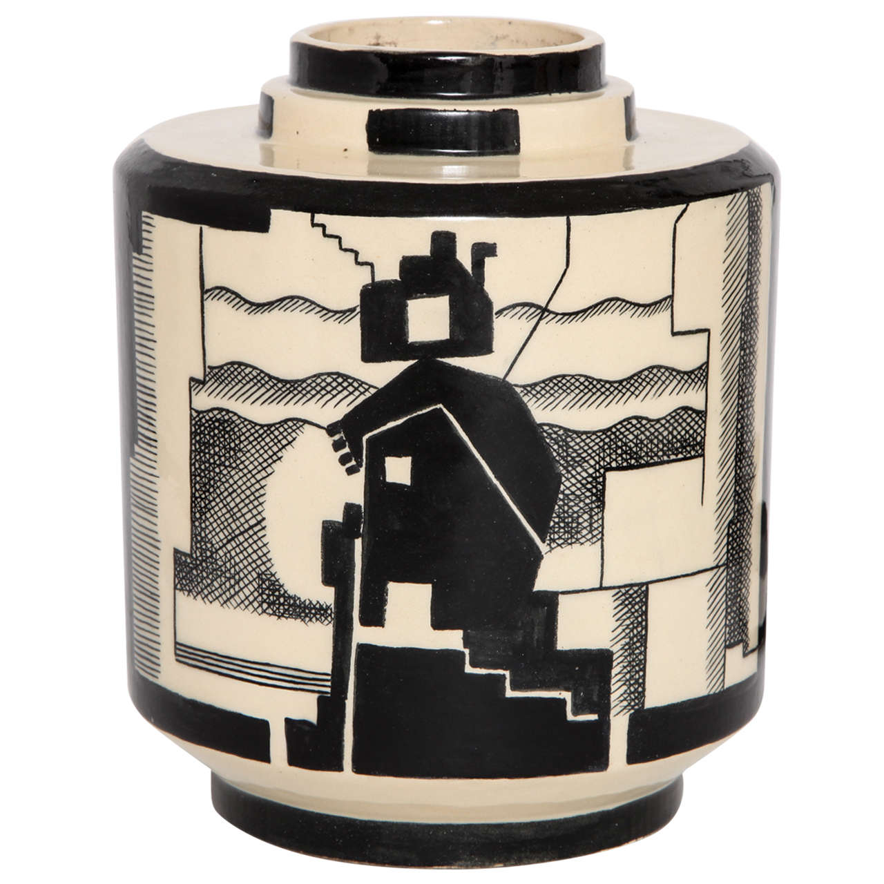 Robert Lallemant French Art Deco Ceramic Vase, 1928 at 1stDibs